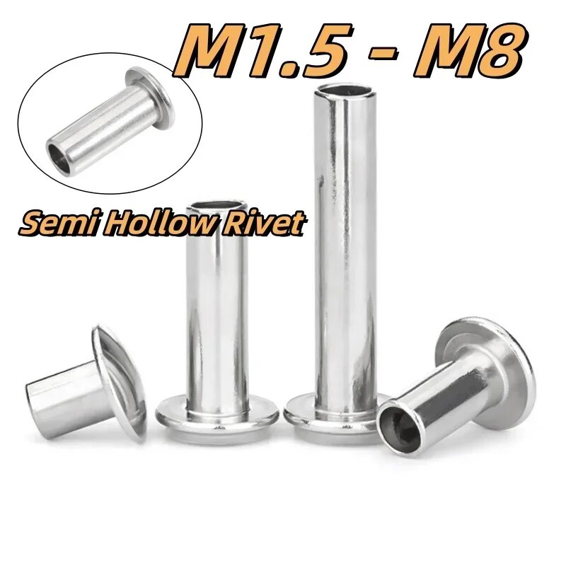 Заклепки полуполые круглые головки нержавеющая сталь M1.5-M8 M4-30pcs, 12mm