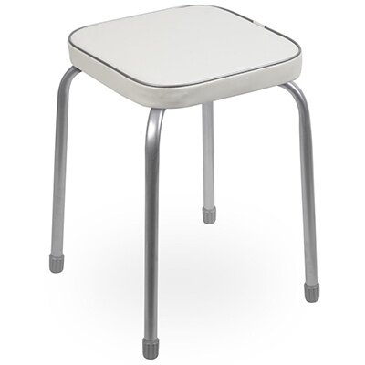 Табурет Домашняя Мода на 4-х ножках "Фабрик 3" металлический каркас h 45 см, сиденье винилискожа 32х32х4 см, основа фанера, наконечники на ножках, светло-серый (ТФ03/СС)