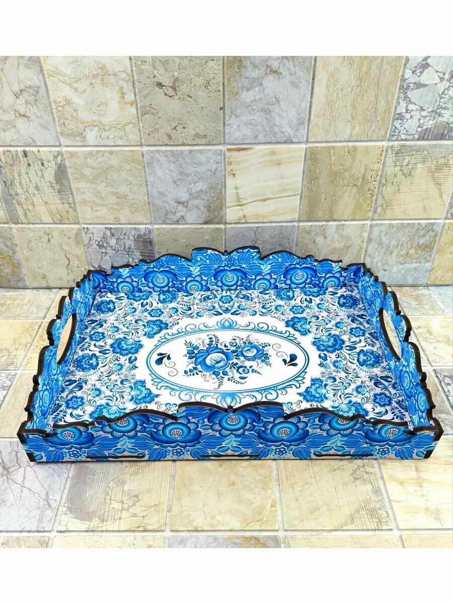 Поднос большой Гжель