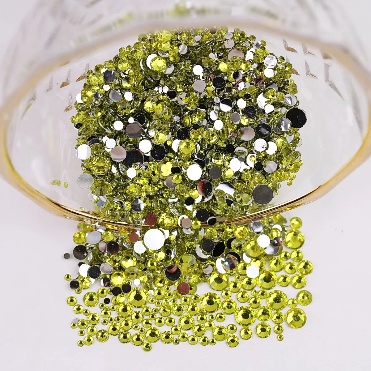 Круглые стразы SNCRYSTAL 2000 шт, 2-6 мм, смешанные размеры, серебристые A16 Citrine