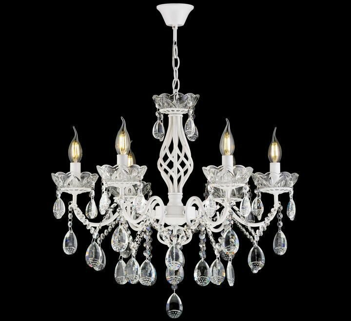 Люстра подвесная в классическом стиле с сменными лампочками Свет Столицы N2313-6 WT, цоколь E14