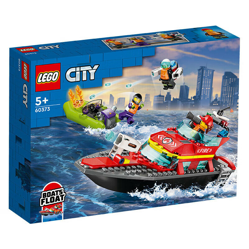 LEGO City Series 60373 Fire Rescue Boat, Boys' Toy, Children's Birthday Gift