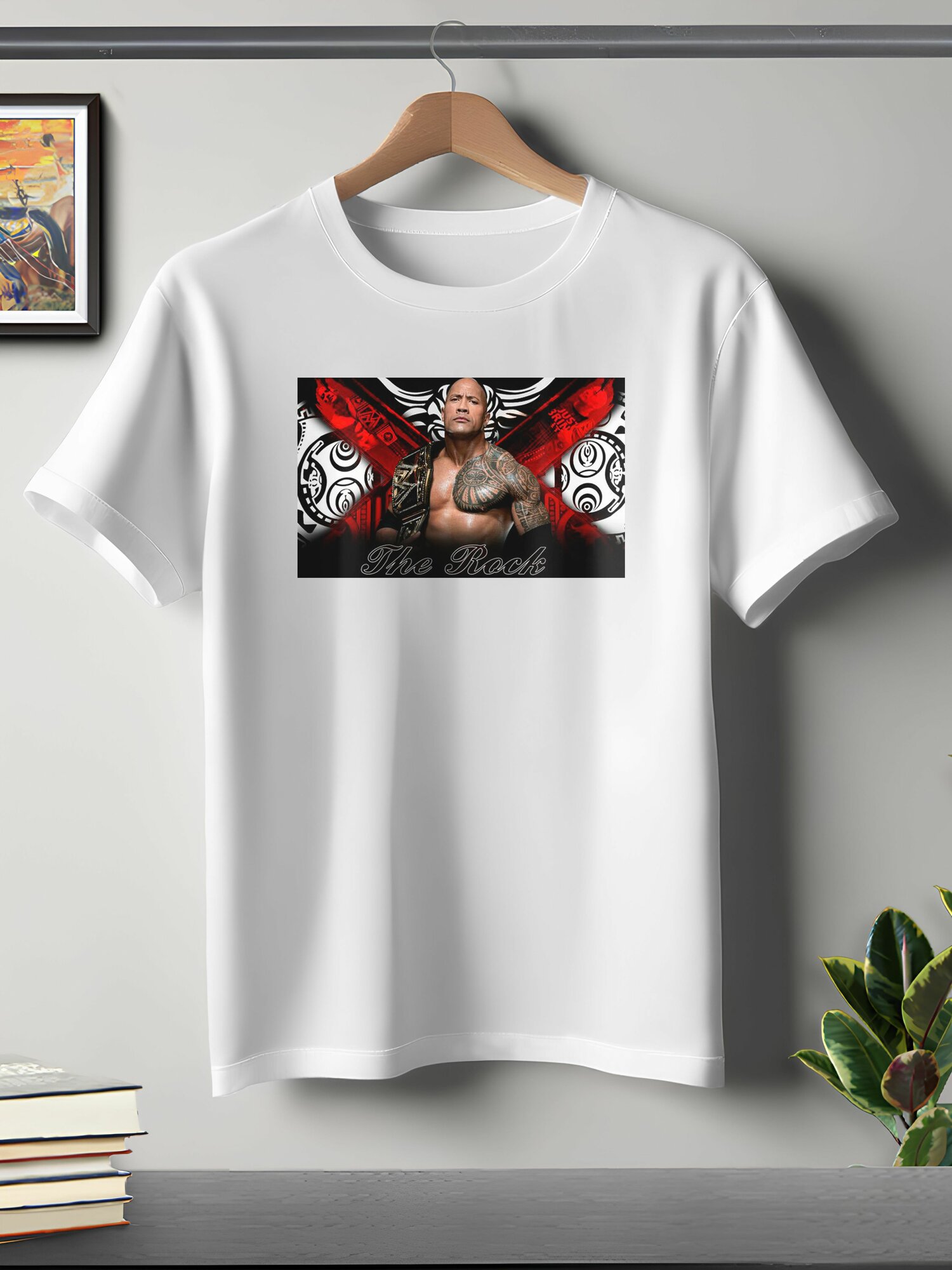 Футболка ONEQ унисекс 40-42 (XXS) размер с принтом The Rock, белая