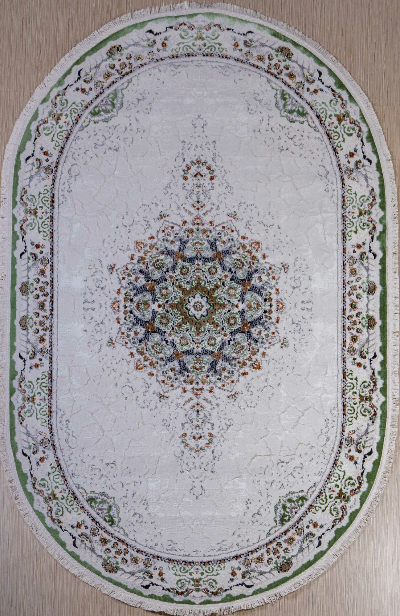 Elisa Ковер турецкий Amira Овал 4922A D. Blue-L. Grey (зелёный) 2x3м