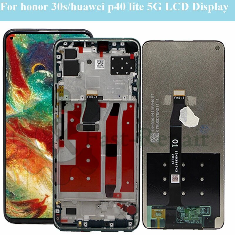 6,5 'для Huawei honor 30 s, ЖК-дисплей с рамкой, Nova 7 SE, сенсорный экран, дигитайзер, honor 30 s, ЖК-дисплей p40 lite, CDY-AN90 дисплей silver with frame