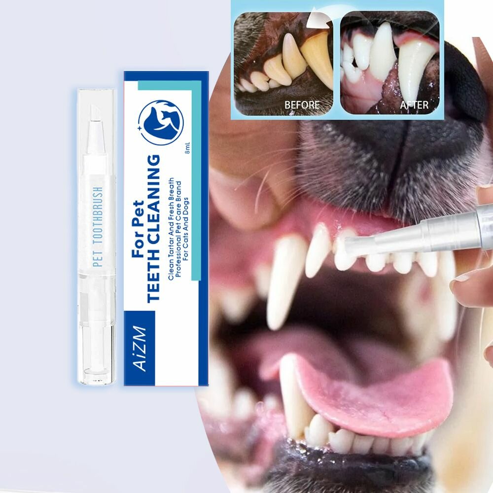 Ручка для зубной щетки для домашних животных-средство для удаления зубного камня для кошек/собак, отбеливание и чистка зубов, натуральное растительное вещество-PETTOOTH
