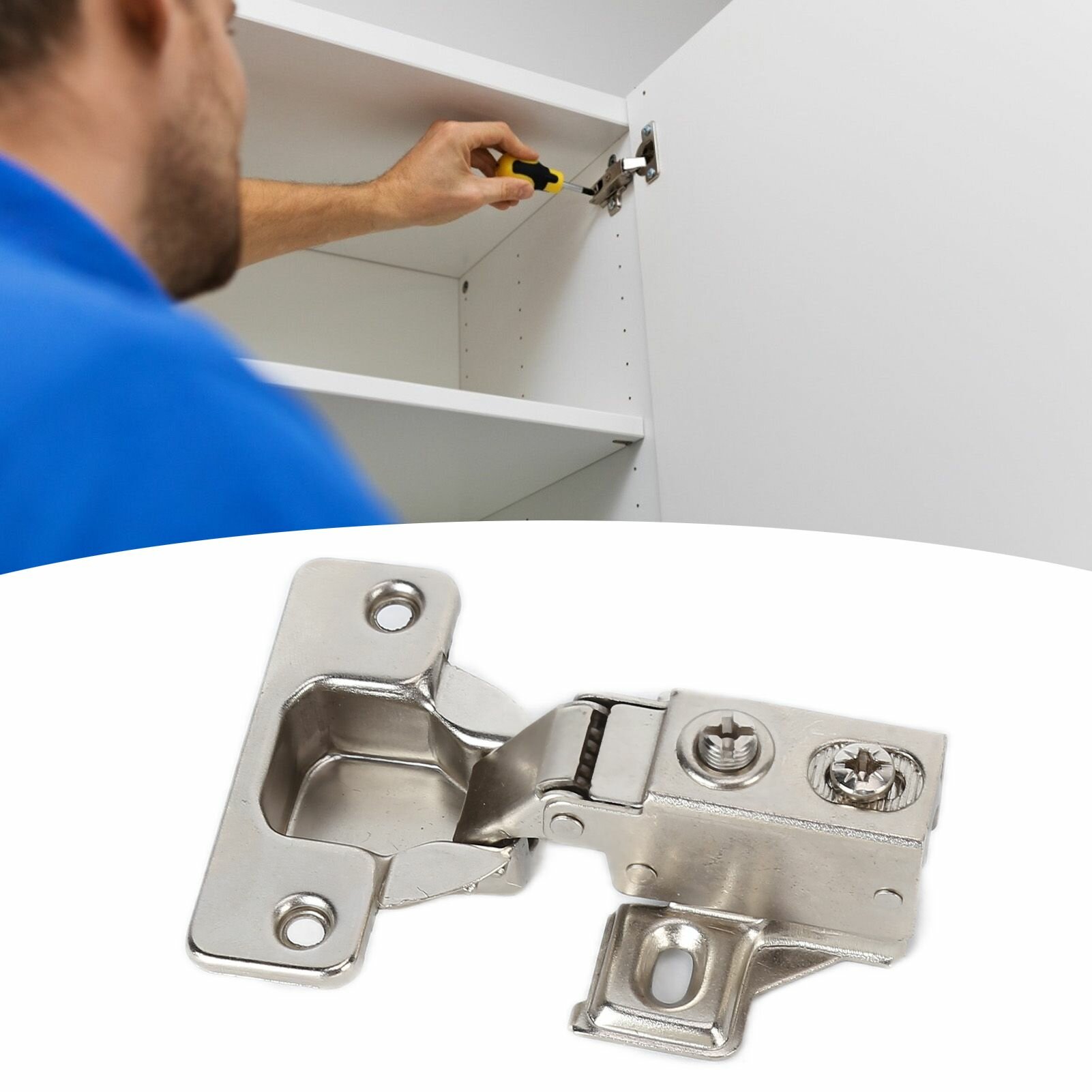 Петля для шкафа 35 мм Гидравлическая угловая петля с коротким рукавом FullOverlay с узкими боковыми панелями для дома