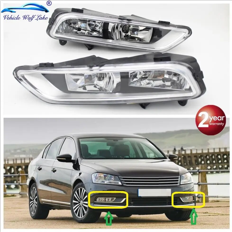 Противотуманные фары для VW Passat B7 2011 2012 2013 2014 2015, передние галогенные противотуманные фары, противотуманные фары с лампочками Pair