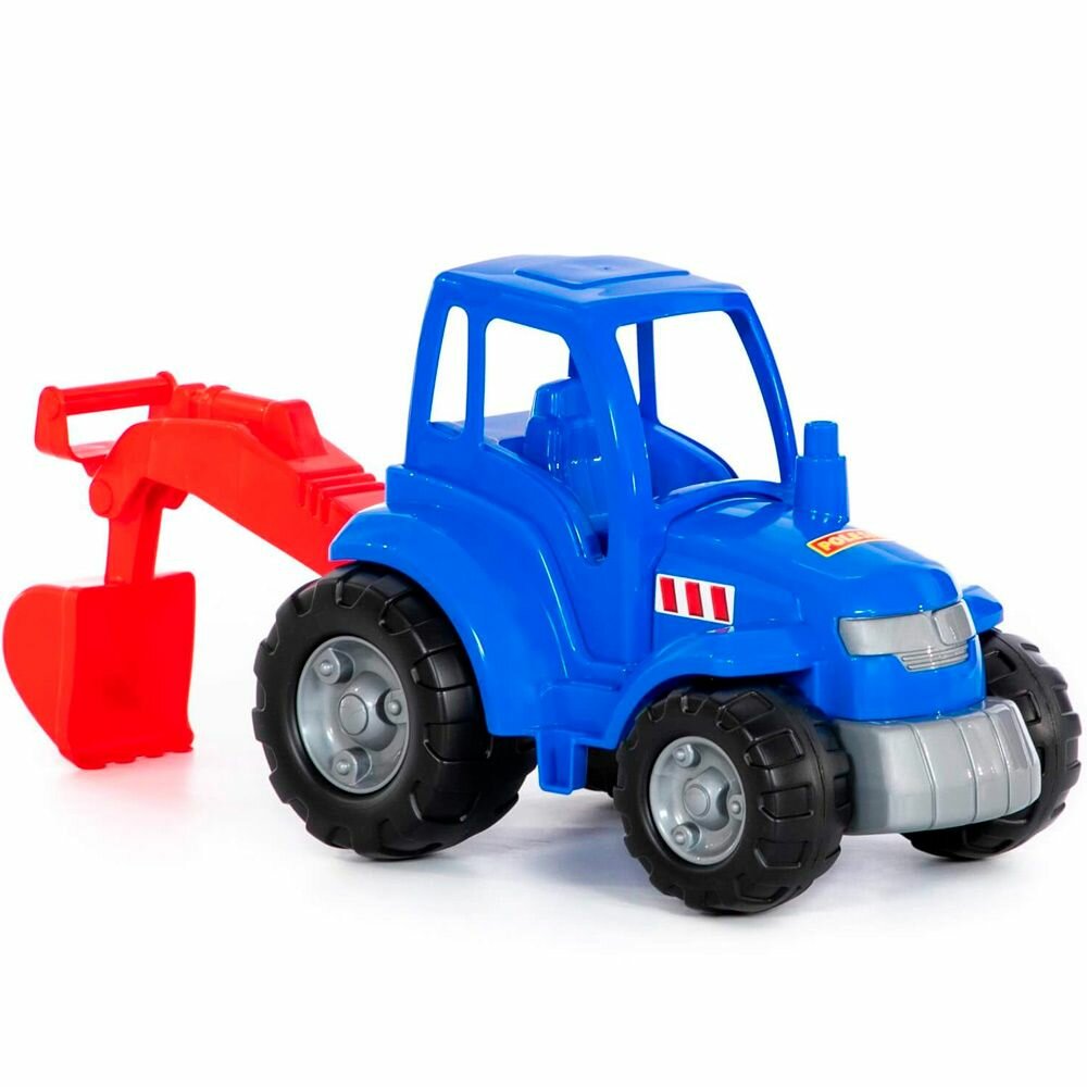 Трактор "Чемпион" с лопатой, детская машинка для мальчика, пластиковая машинка-игрушка для сюжетно-ролевых игр, в сеточке, цвет синий