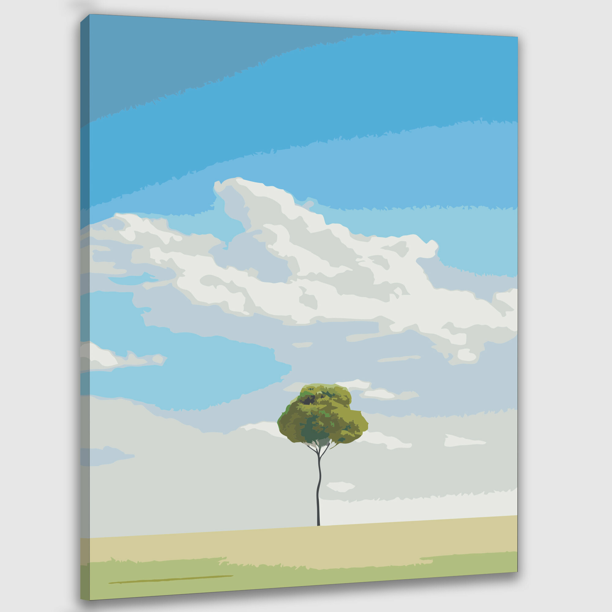 Картина по номерам 40x50 см, пейзаж, фотография, небо, дерево, минимализм, красота природы