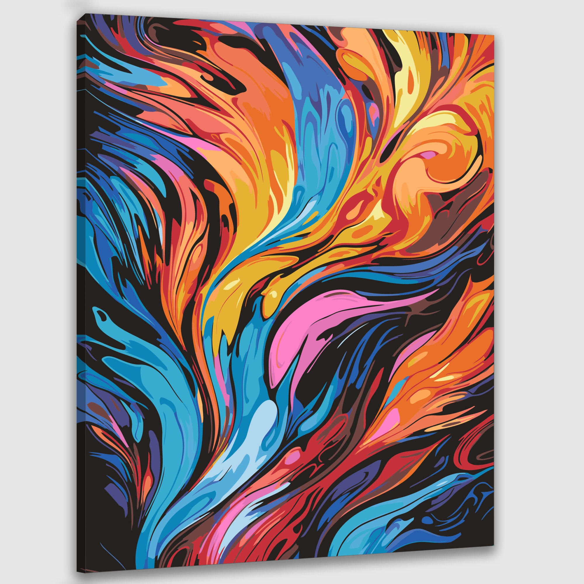 Картина по номерам 40x50 см, Абстракция, цифровое искусство, яркие цвета, смелые формы, замысловатые узоры, энергия