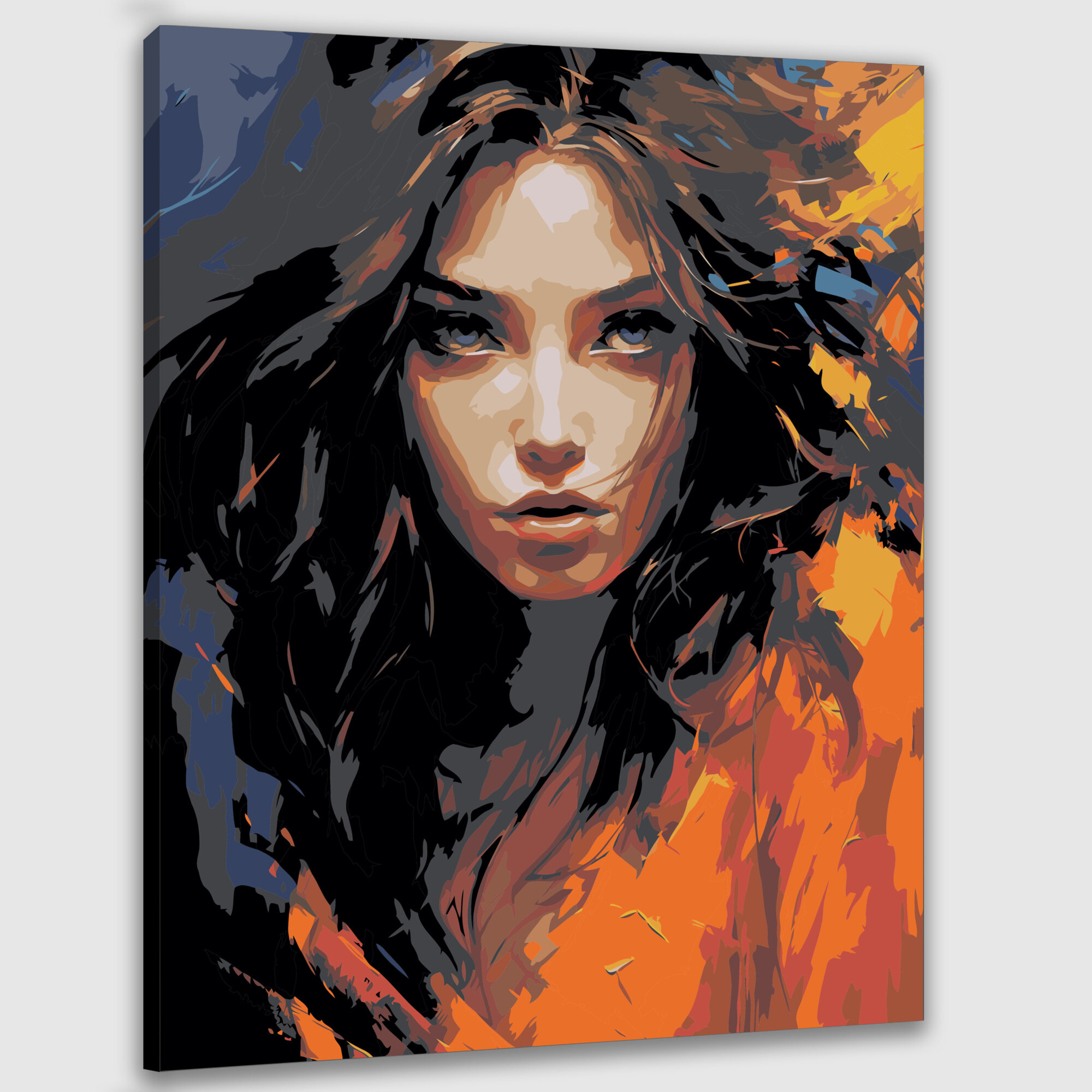 Картина по номерам 40x50 см, картина, масло, девушка, лицо, страсть, любовь, глаза, интенсивность, мазки, глубина