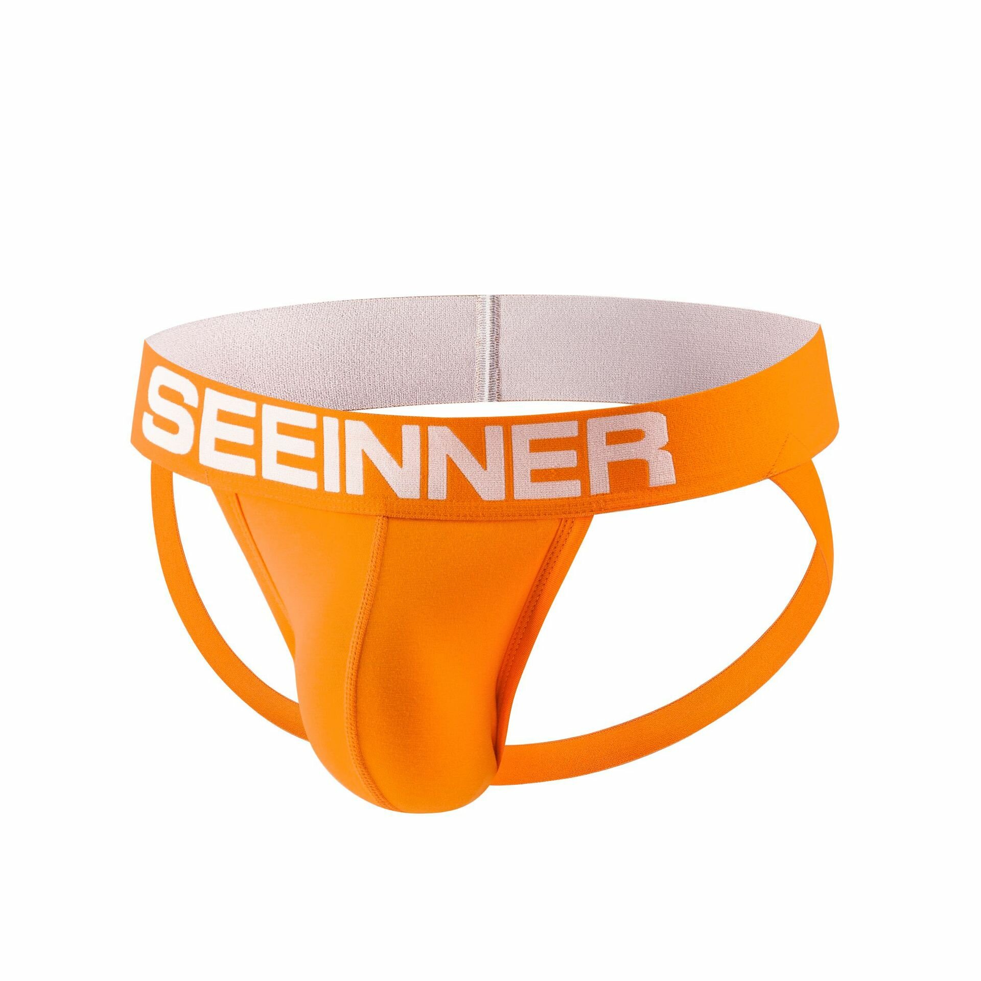 Стринги Seeinner, мужские, с двойными бретельками, хлопок, оранжевые, XXL