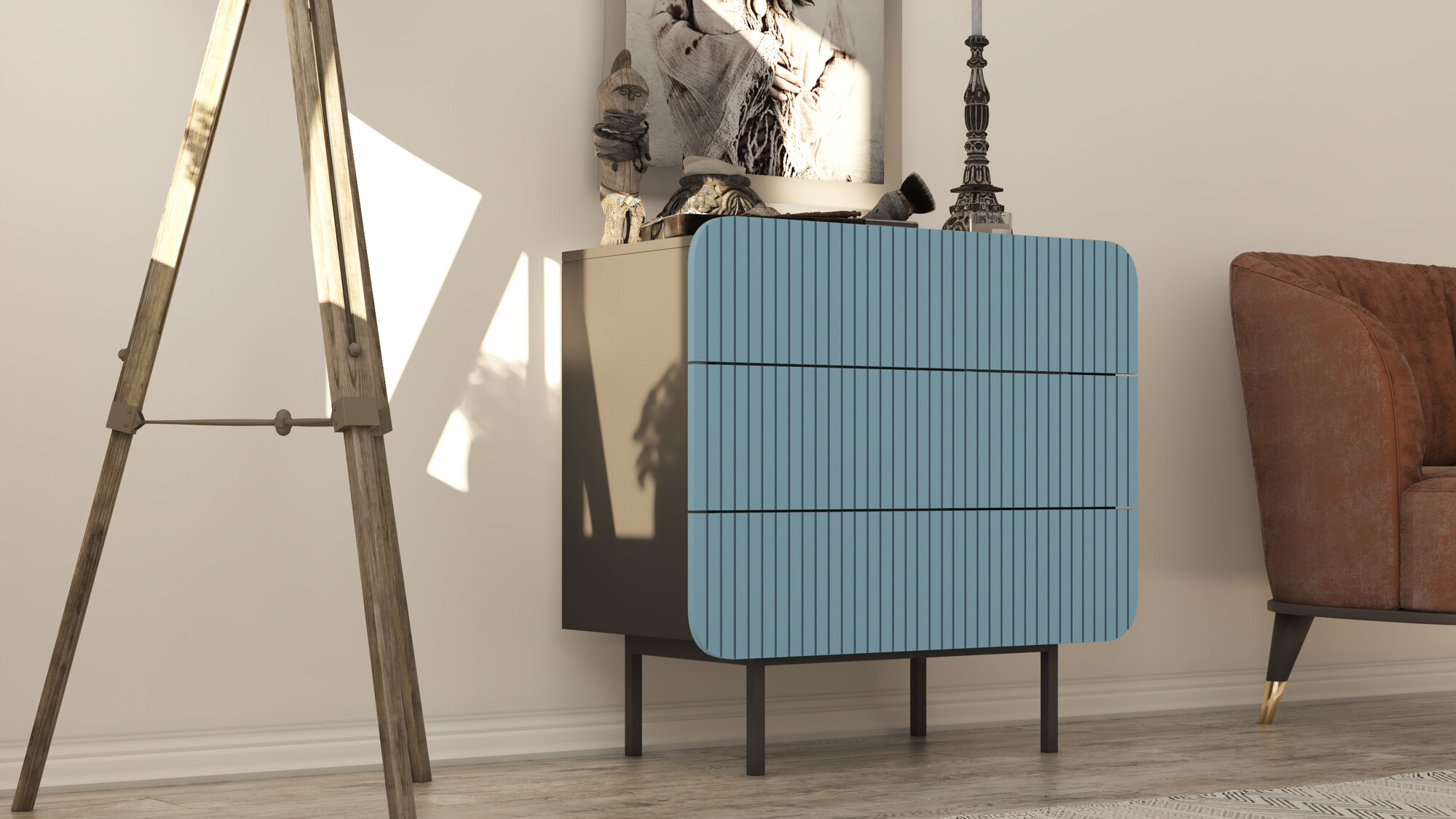 Комод с выдвижными ящиками Мебель на Руси "Модерн Лофт 6" 80х97,5х40 Черный / Ниагара