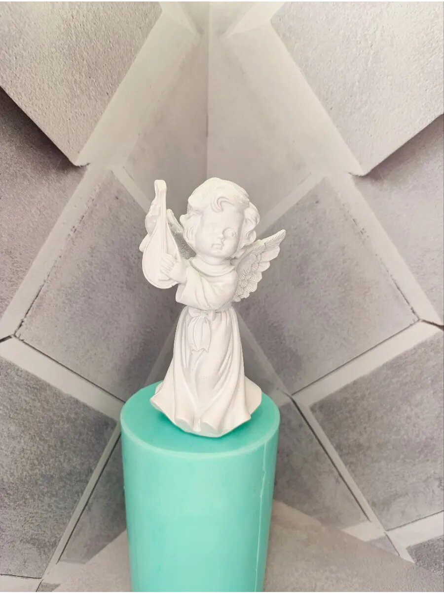 Молд силиконовый "Ангел с арфой". Молд для гипса. Высота готового изделия 15.5 см.