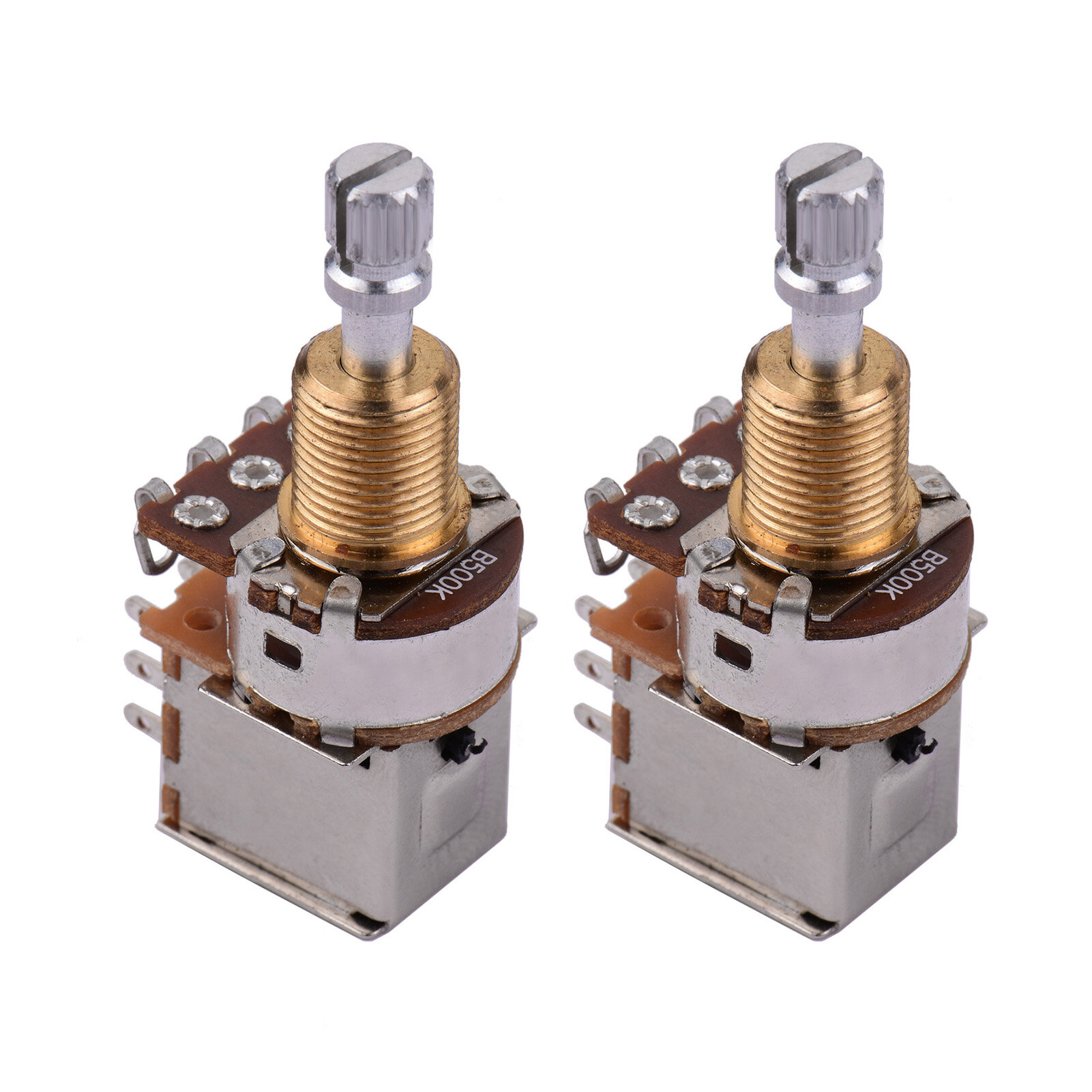 Электрогитарные Бассовые Потенциометры Split Shaft Pots Push Push Button Switch Детали для Гитары 2pcs Материал Медь Размер 4.8*2.5*1.3cm Вес 15g ( single )