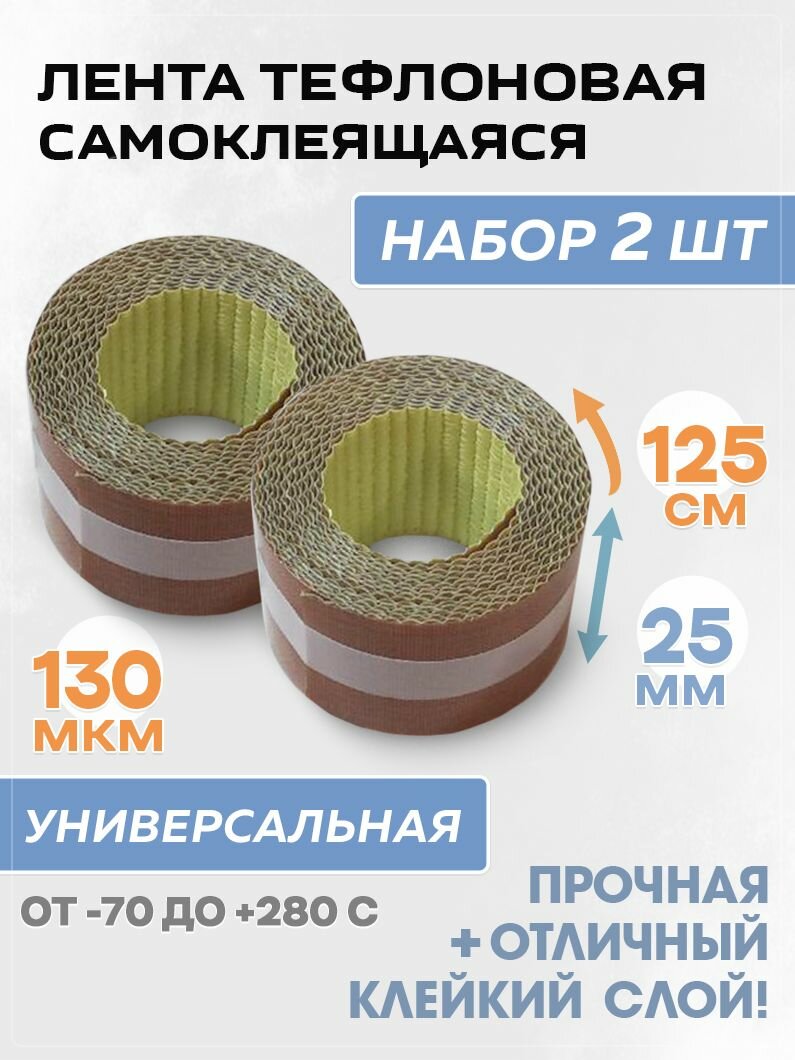 Самоклеящаяся тефлоновая лента в роликах 25х1250мм 2шт