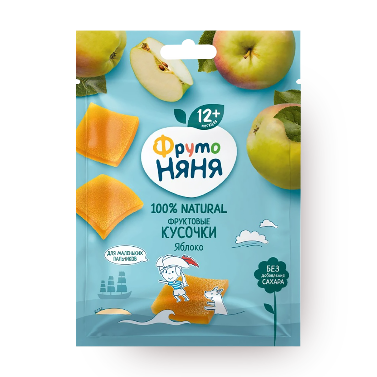 Фруктовые кусочки ФрутоНяня, яблоко, без сахара, от 12 мес, 53 г