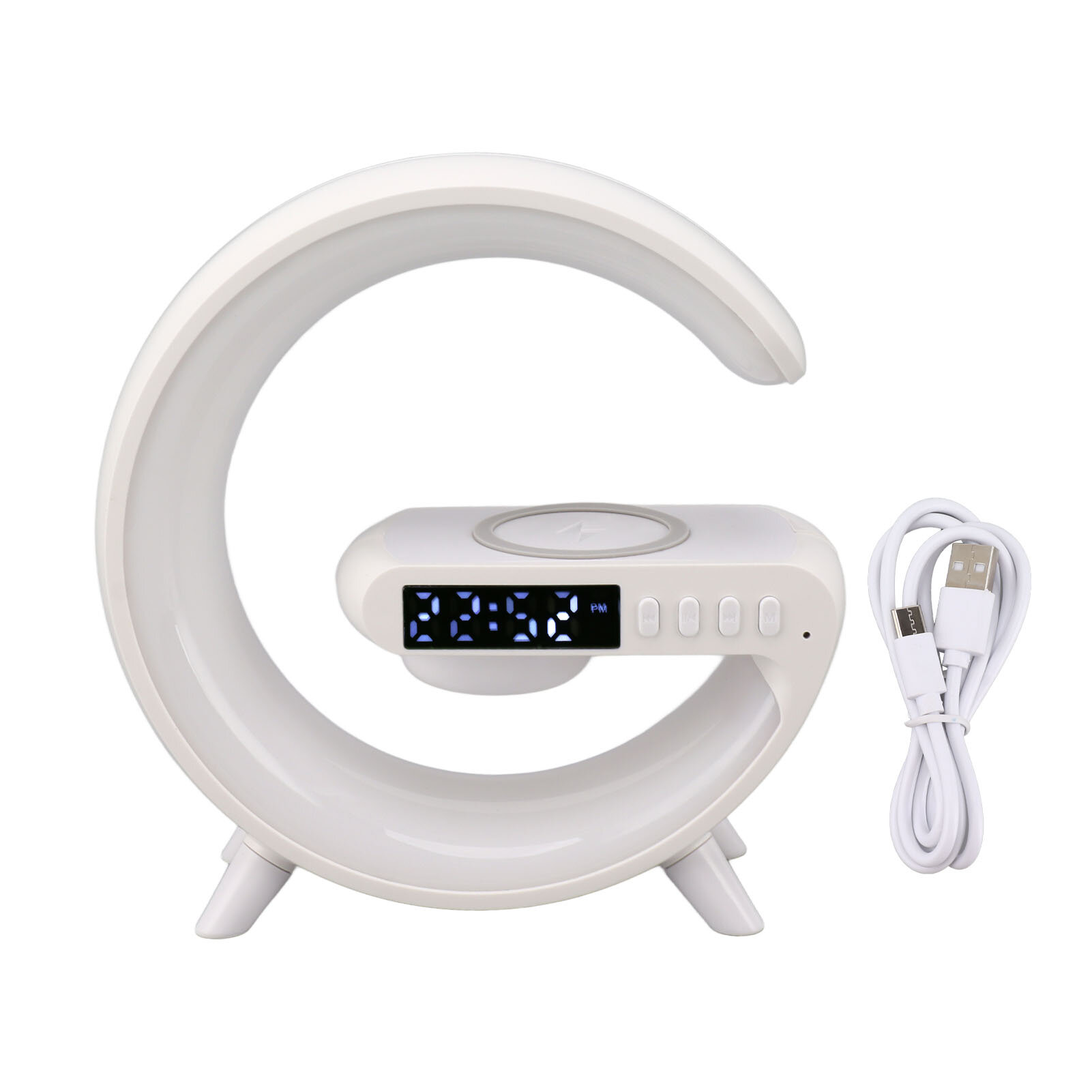 Bluetooth-динамик, ночник, светодиодный светильник с беспроводной зарядкой, умный восход солнца, сигнализация, окружающая лампа для спальни, прикроватная лампа