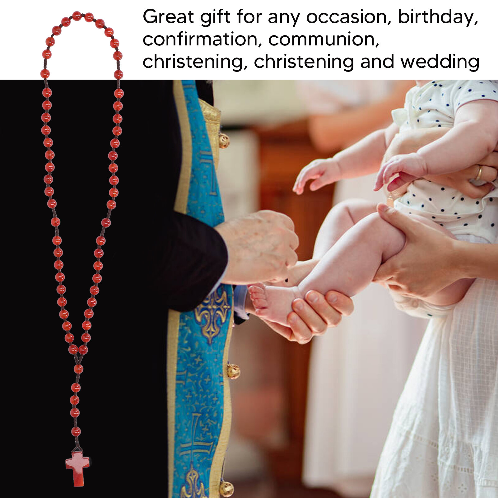 Католические четки из красного агата, ожерелье с четками для женщин, статуя Иисуса, портативные благословенные четки для религиозного подарка