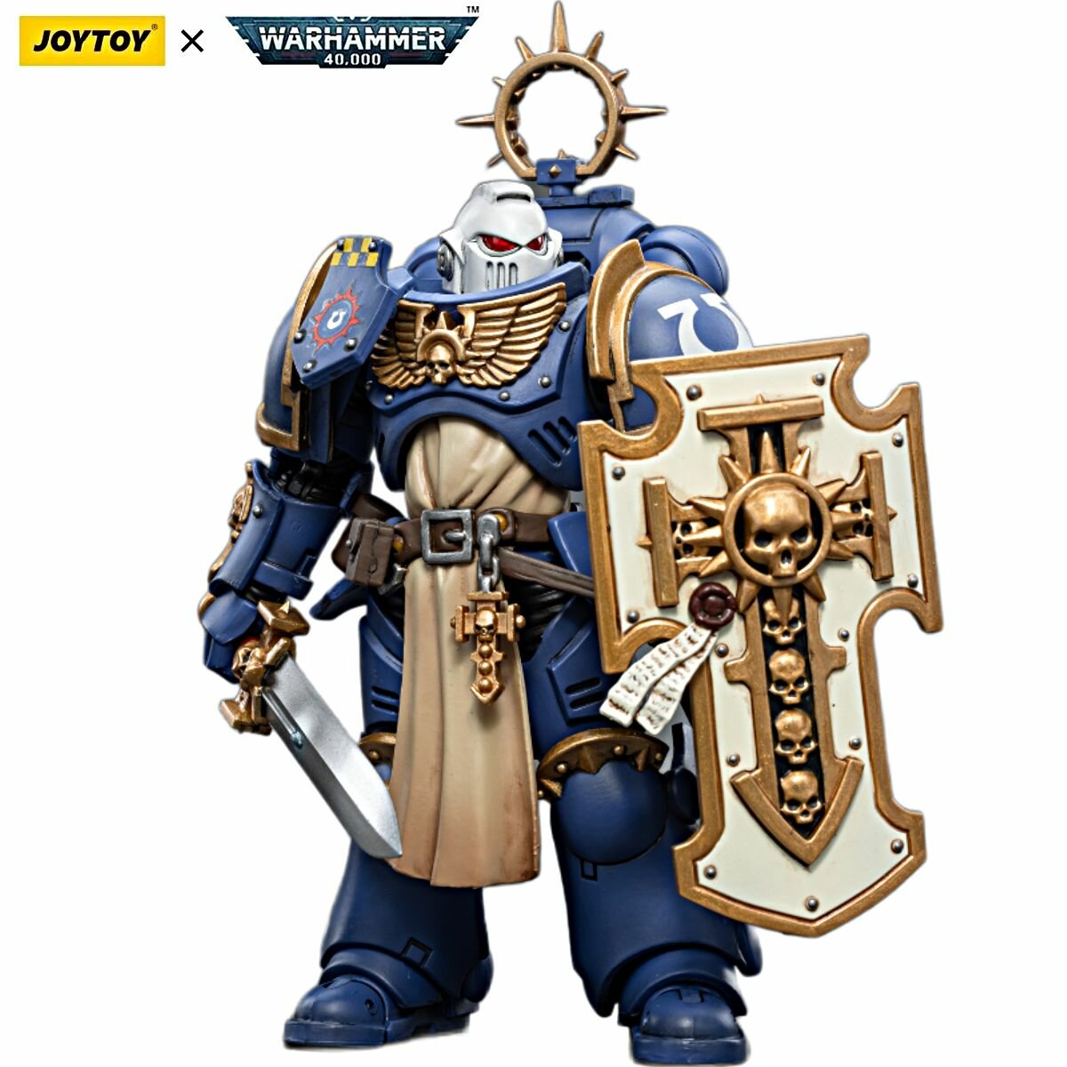 Подвижная фигурка JOYTOY Warhammer 40K 1/18 Ультрамарины Ветеран 03 Блейдгард