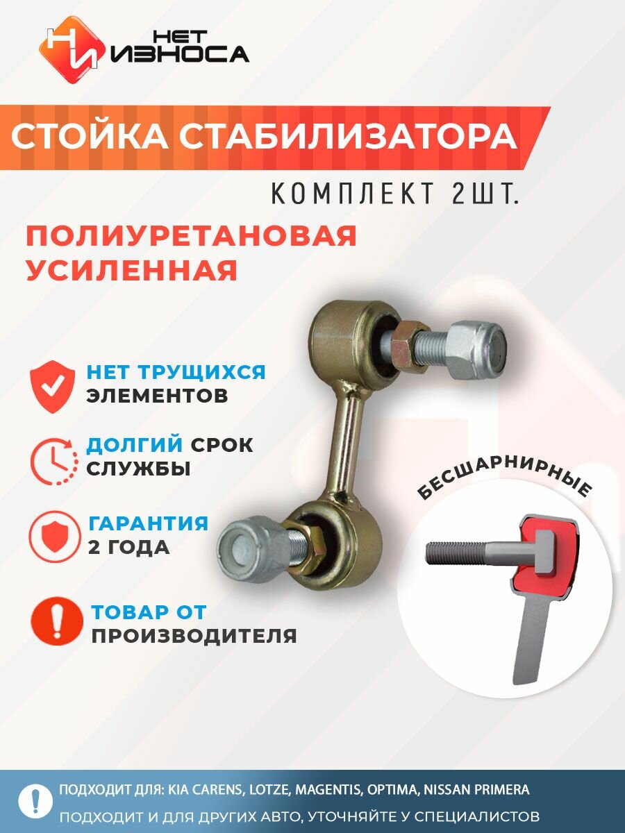 Стойки стабилизатора полиуретановые усиленные NL071 (левая и правая) Kia Carens, Lotze, Magentis, Optima, Nissan Primera