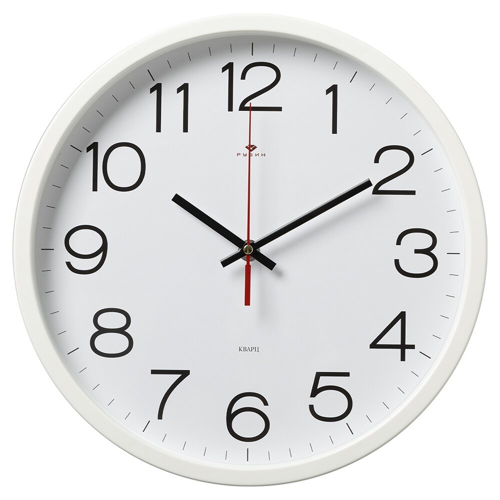 Часы настенные Рубин Классика, кварцевые, диаметр 30 см, круглые, белые