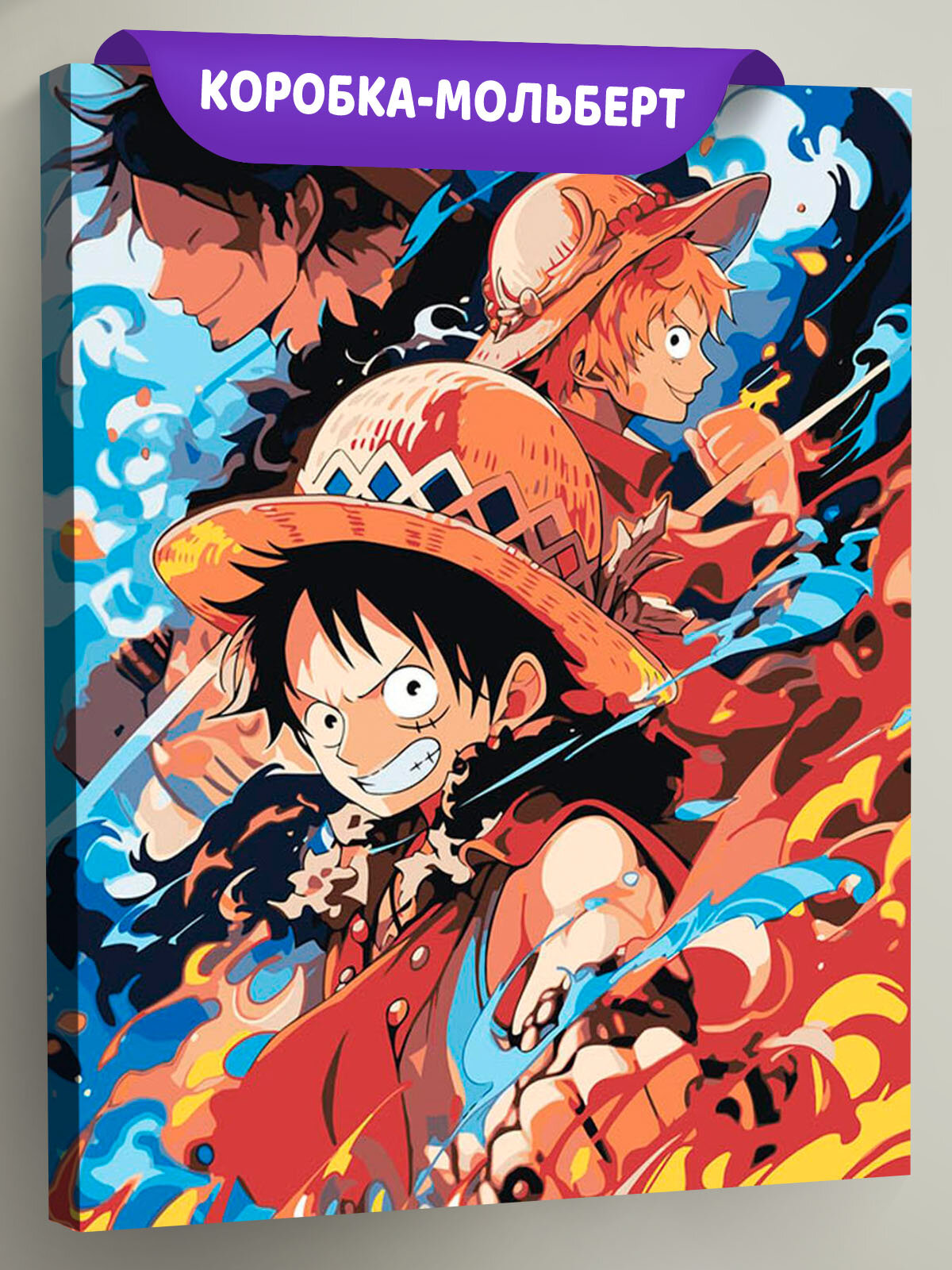 Картина по номерам на холсте с подрамником "Аниме: Герои в шляпах - огонь и вода", Раскраска 40х50 см, Мальчики Люди