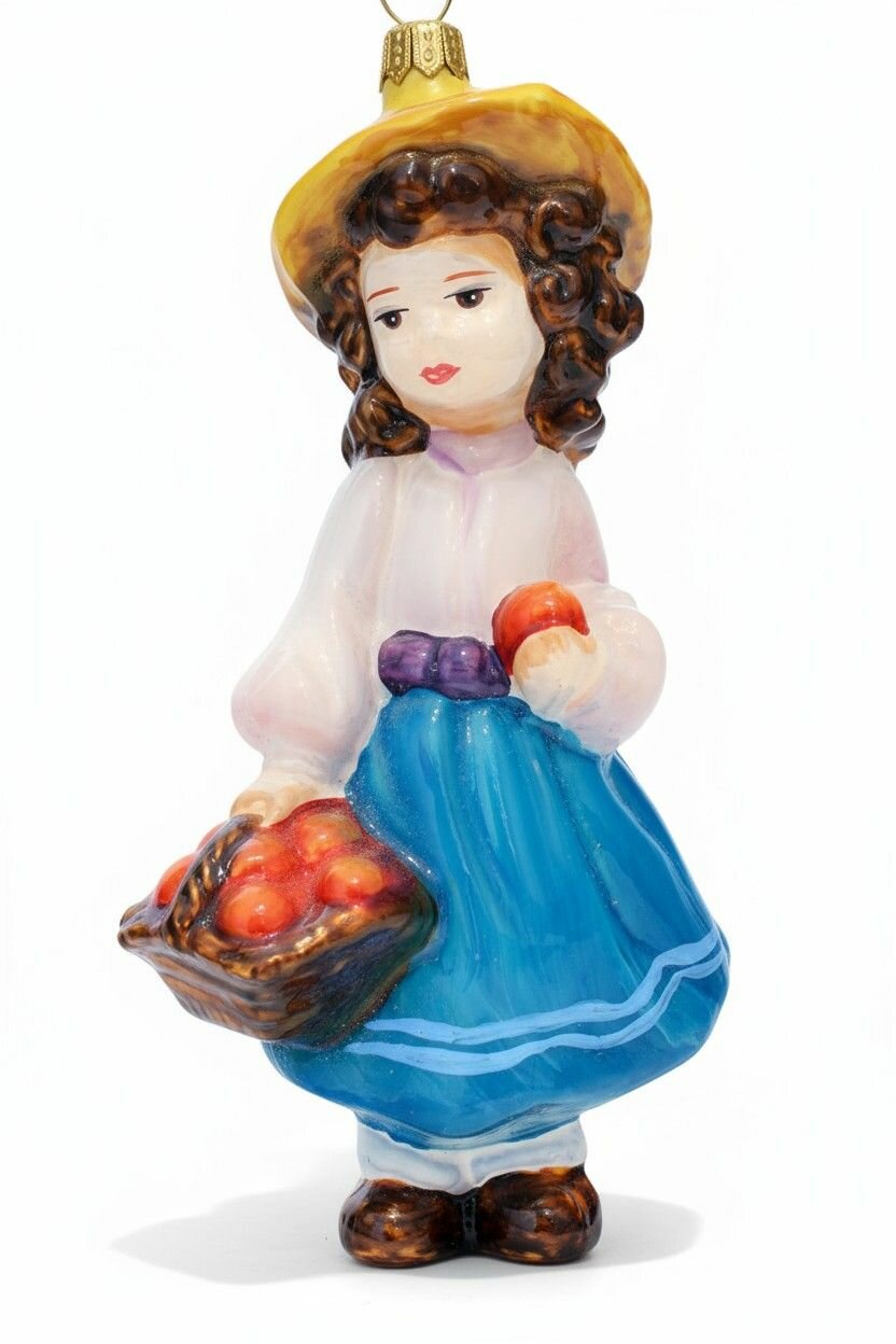 Елочная игрушка Девочка с яблоками