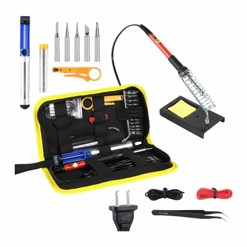 1 комплект из 15 предметов, сварочный набор для электрического паяльника с регулируемой температурой-красный-стандарт США