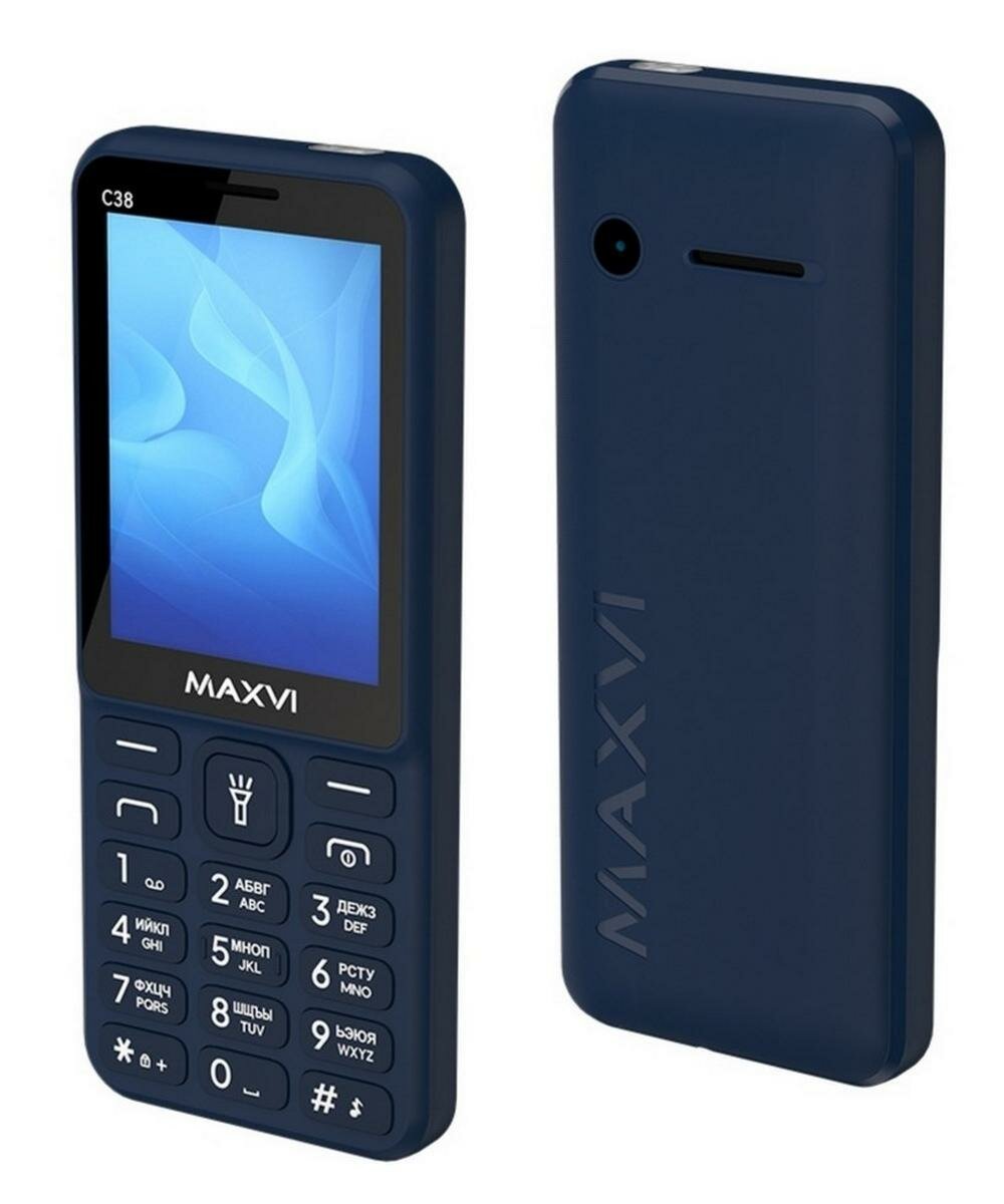 Мобильный телефон Maxvi C38 Синий 2 sim 2.8″ TFT 2G 1800 mAh (RU)