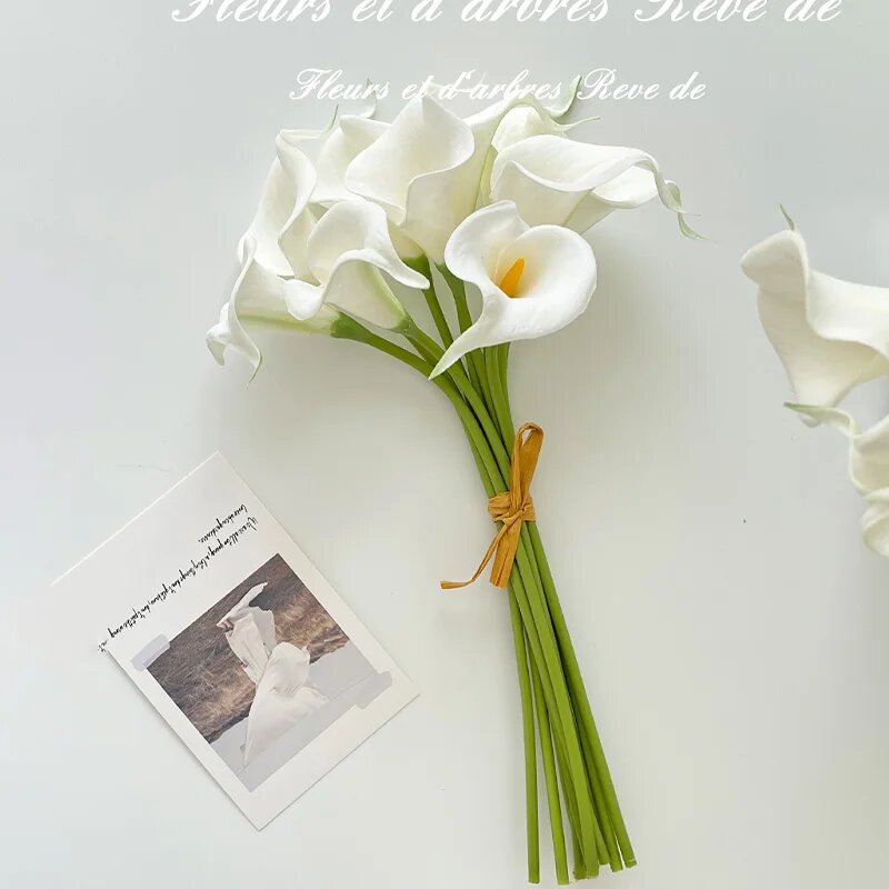 Искусственные цветы каллы и лилии MUFU для свадьбы Белый, white