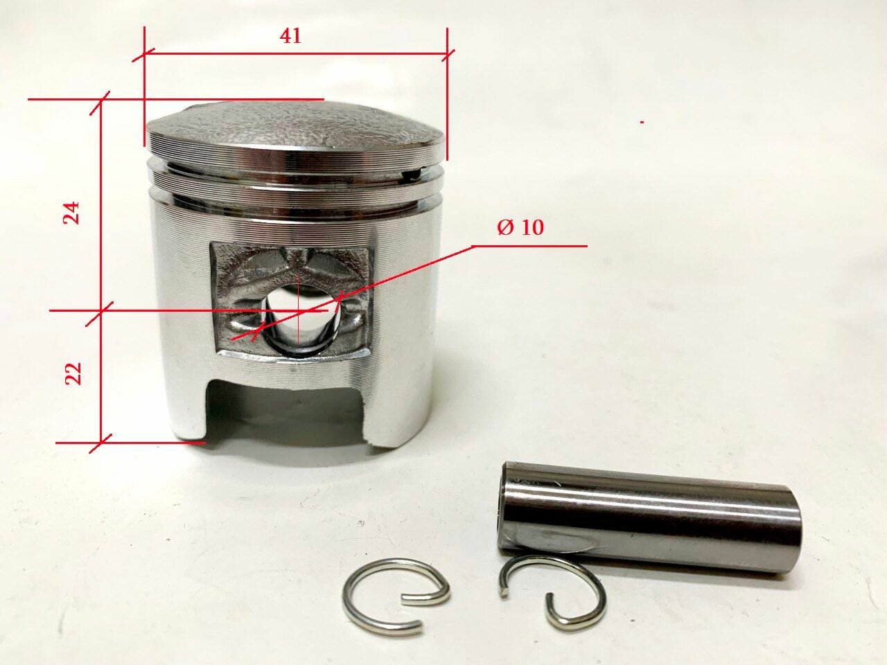 Поршень 41,00 мм TB-50 STD 2T (без поршневых колец, пальцем d10мм, стопорными кольцами)