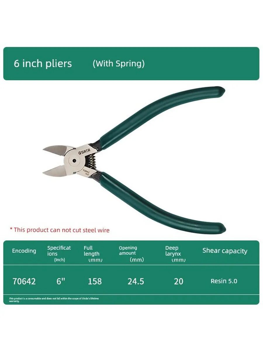 Немецкие кусачки-6 дюймов (с пружиной), Cr-V сталь