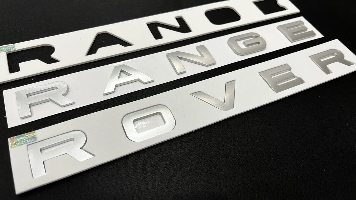 Эмблема RANGE ROVER серебристая на капот или багажник / надпись / буквы