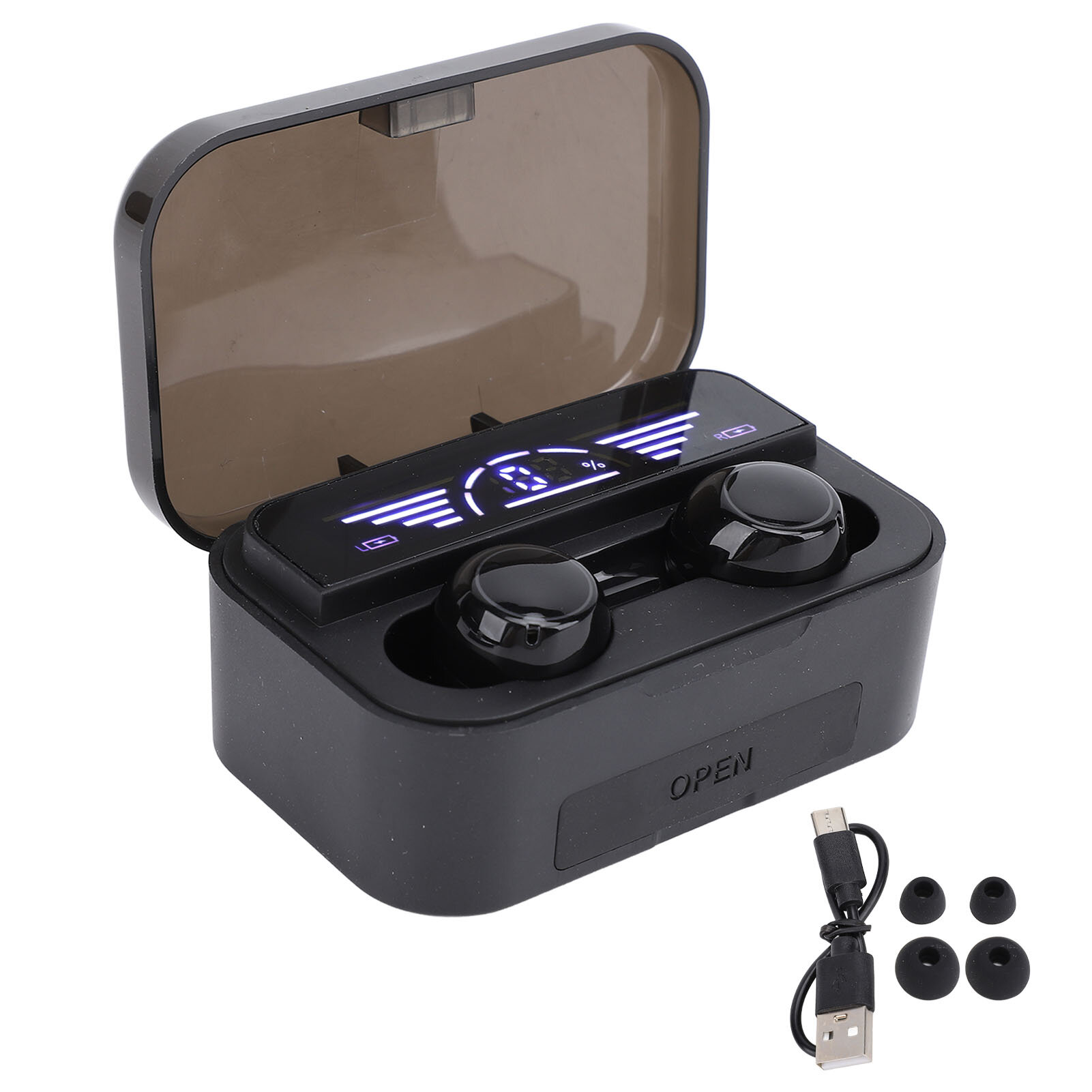 Language Translator Earbuds 144 Languages Bluetooth 5.4 Music Playback Phone Calls Translation Black