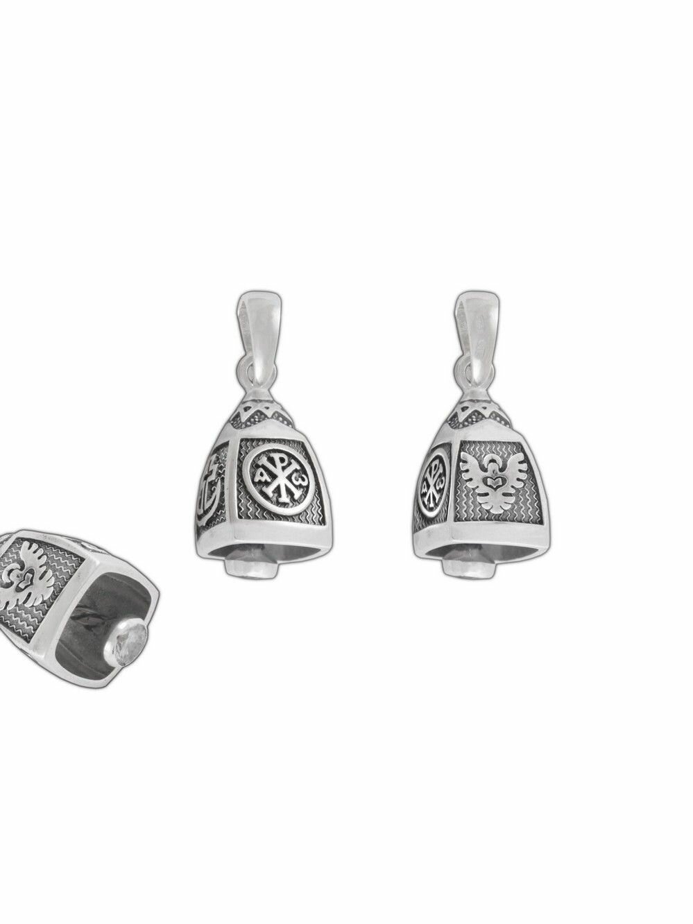 Подвеска, серебро, 925 проба, чернение, фианит