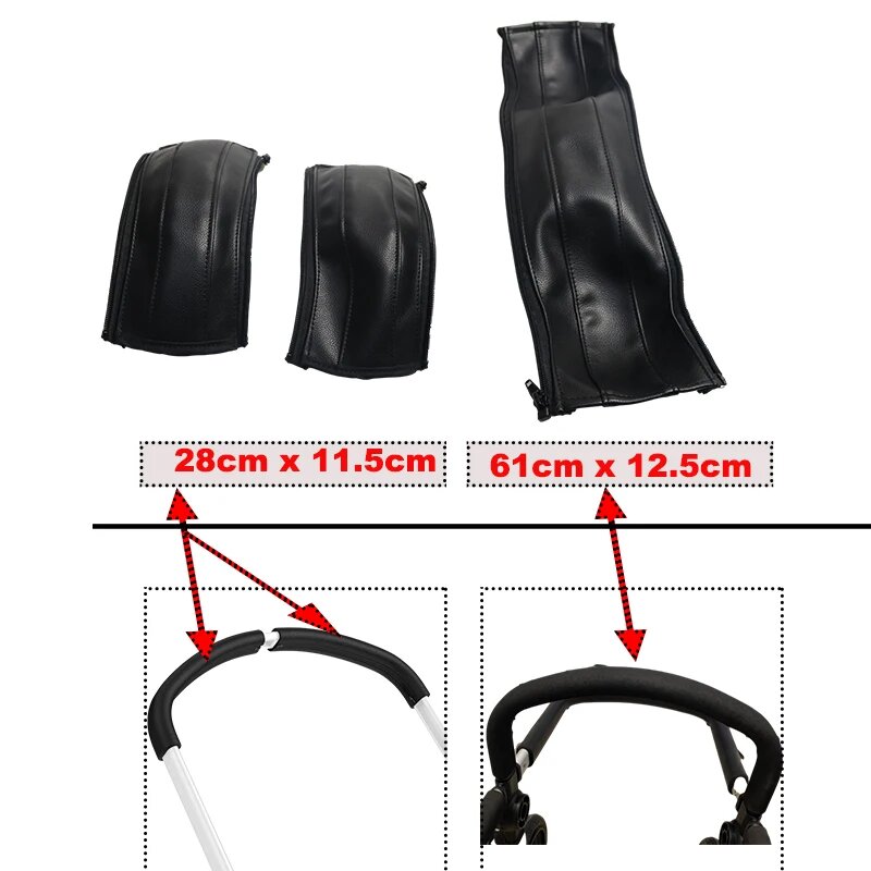 Чехол на ручку коляски Bugaboo Cameleon из искусственной кожи Черный, 2 pcs black old