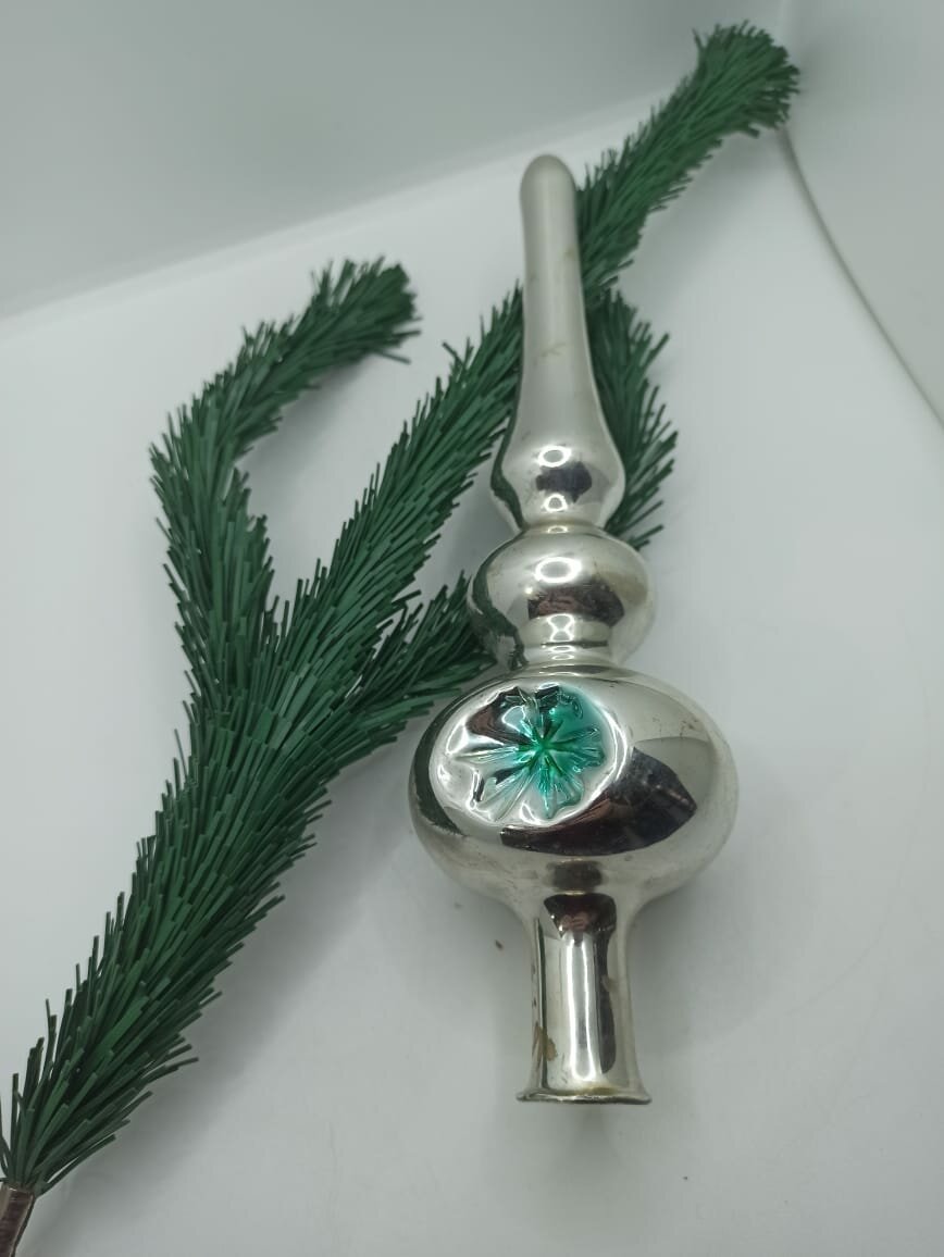Елочная игрушка Пика / Наконечник на елку винтажная советская, стекло, СССР