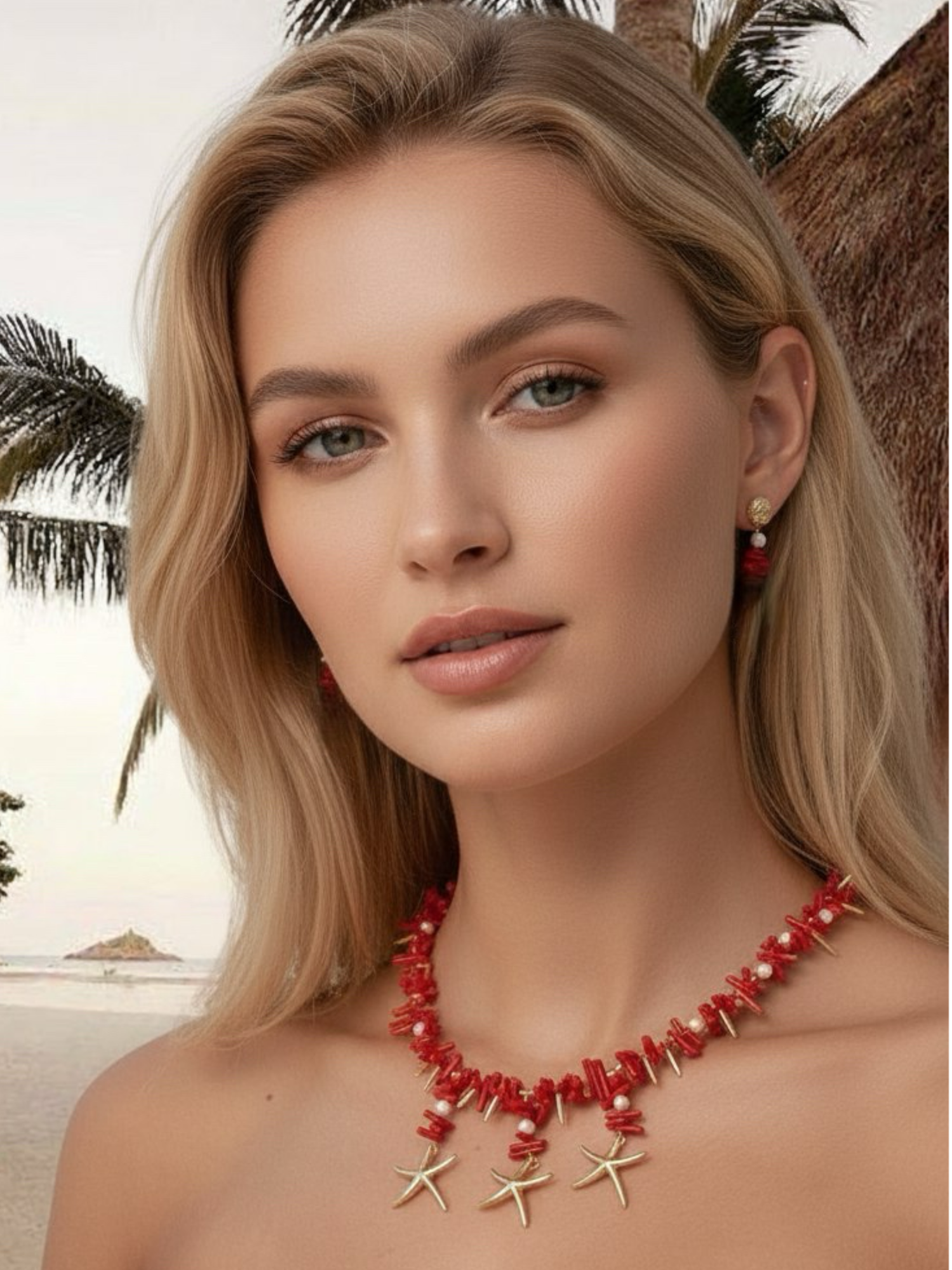 Колье, жемчуг Swarovski синтетический, коралл, бисер
