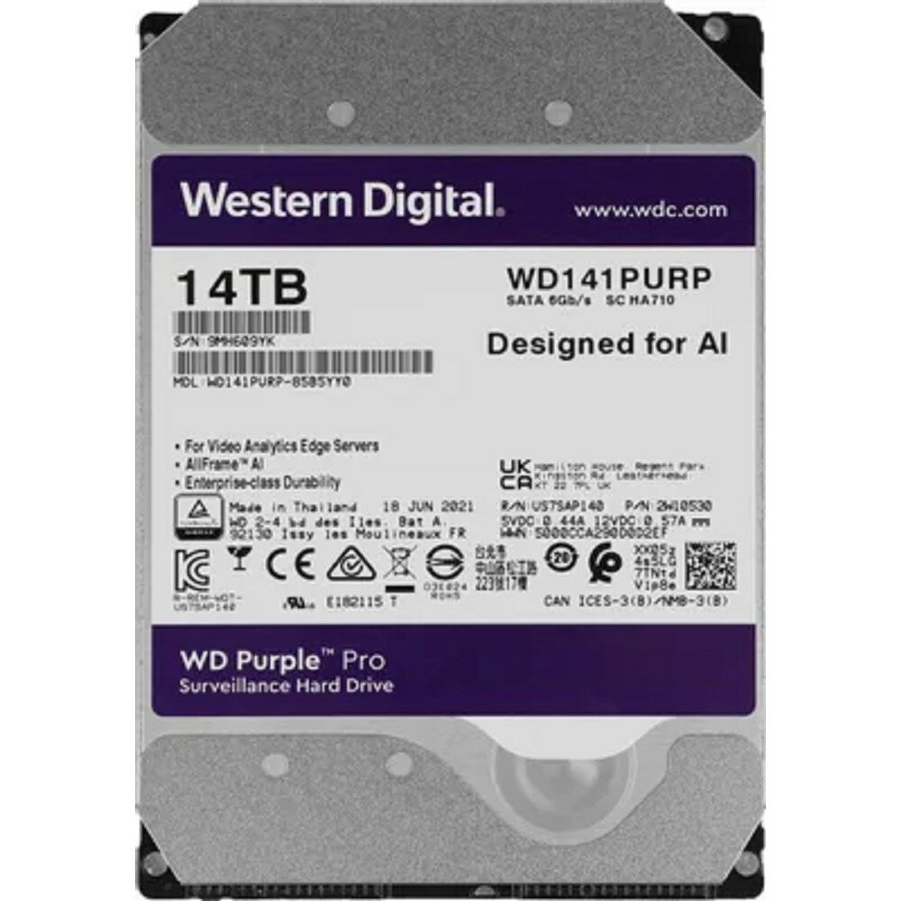 Внутренний HDD жесткий диск Western Digital WD141PURP Purple 14000ГБ