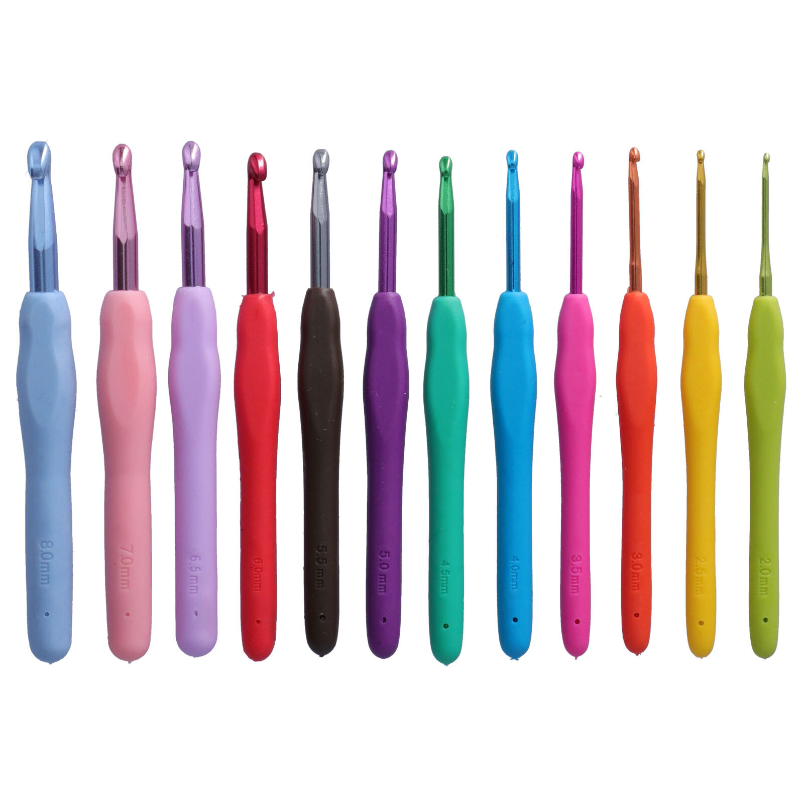 12 штук вязальных крючков с удобной ручкой, нанесенными буквами и цифрами, широкое применение, вязальный крючок