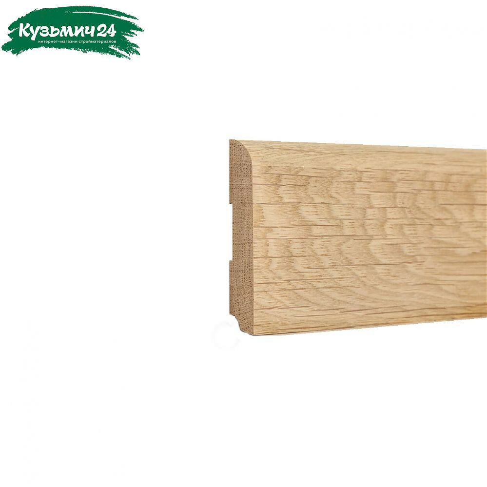 Плинтус напольный Евро, гладкий прямой 10х80х3000 мм, деревянный, 1 шт.