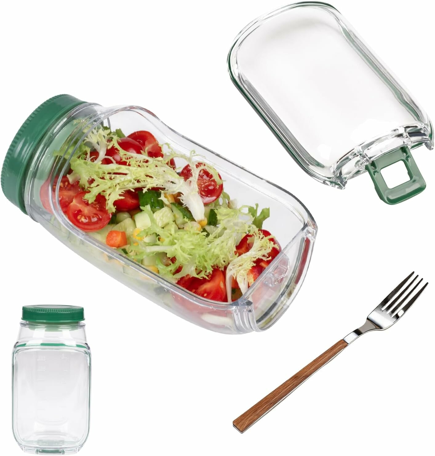 Салатная миска, оригинальный пластиковый контейнер для салата с боковой крышкой и вилкой