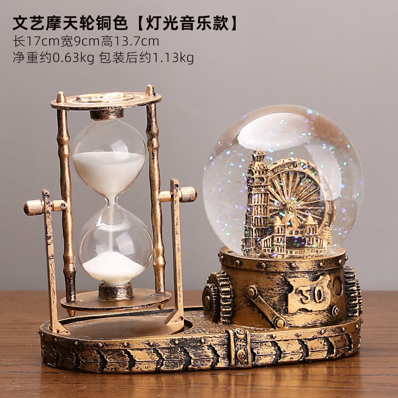 Песочные часы "Эйфелева башня", с хрустальным шаром, смоляные, ретро-серия "Астронавт"