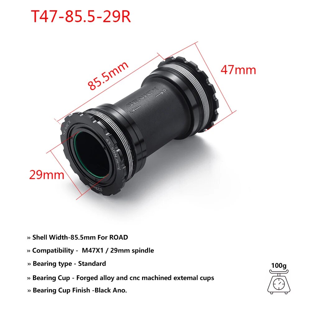 Кареточный подшипник LINGMAI T47 68/77/85.5 мм для осей 24 мм и DUB T47-85.5-29R-Steel