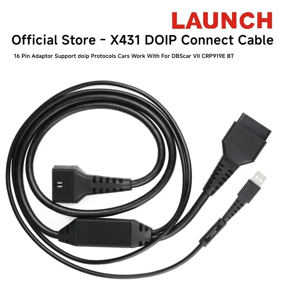 LAUNCH X431 Разъем кабеля DoIP 16-контактный адаптер Поддержка протоколов doip Автомобили для CRP919E BT/PRO V5.0/PRO TT/PRO3S + V5.0