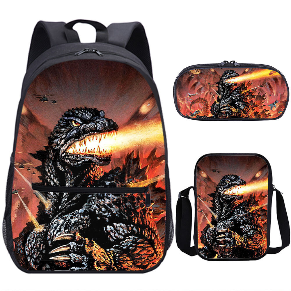 Школьный рюкзак Godzilla Vs King Kong, пенал, сумка-тройка, 17-дюймовый рюкзак для детей начальной школы