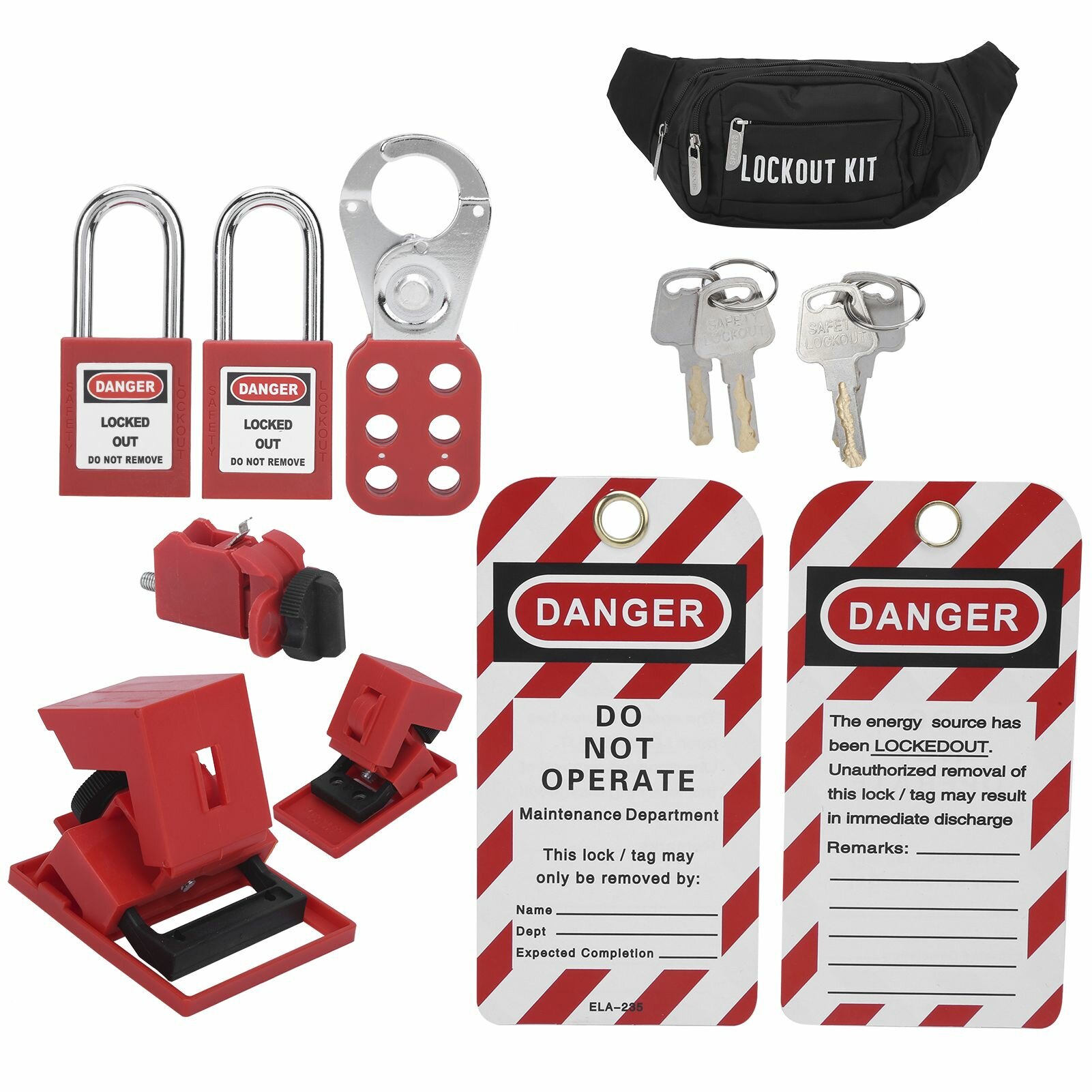Комплект блокировки безопасности Lockout Tagout с многофункциональными инструментами, портативная сумка для ношения