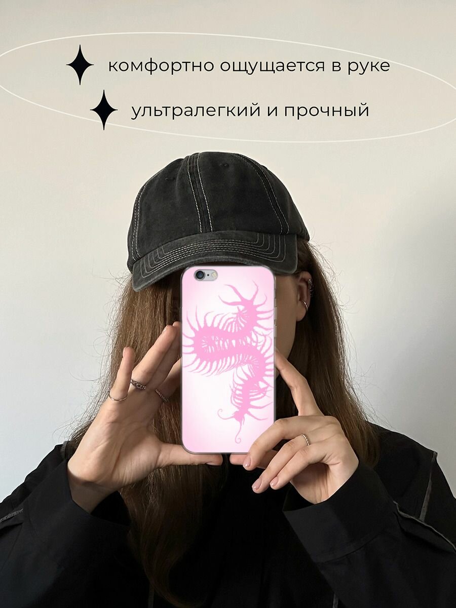 Чехол на Apple iPhone 6 / Айфон 6 с принтом Розовая многоножка — фото 1